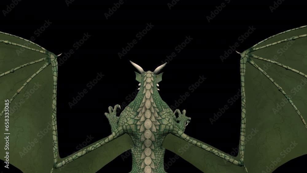 Green Dragon - Scary Guard - Back View - Realistic 3D animation ...