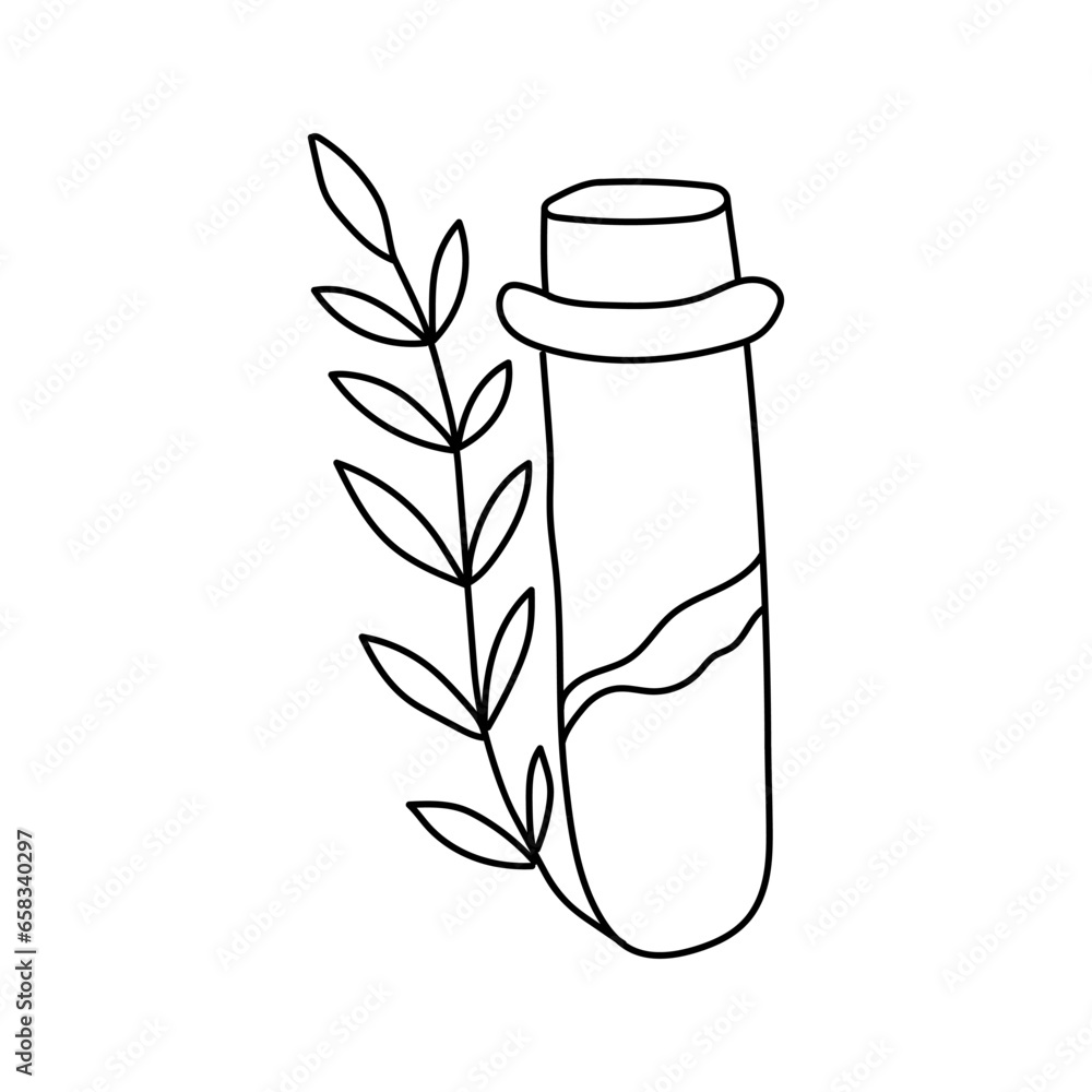 Enchanting hand-painted magical potion in a glass vial on a dark ...