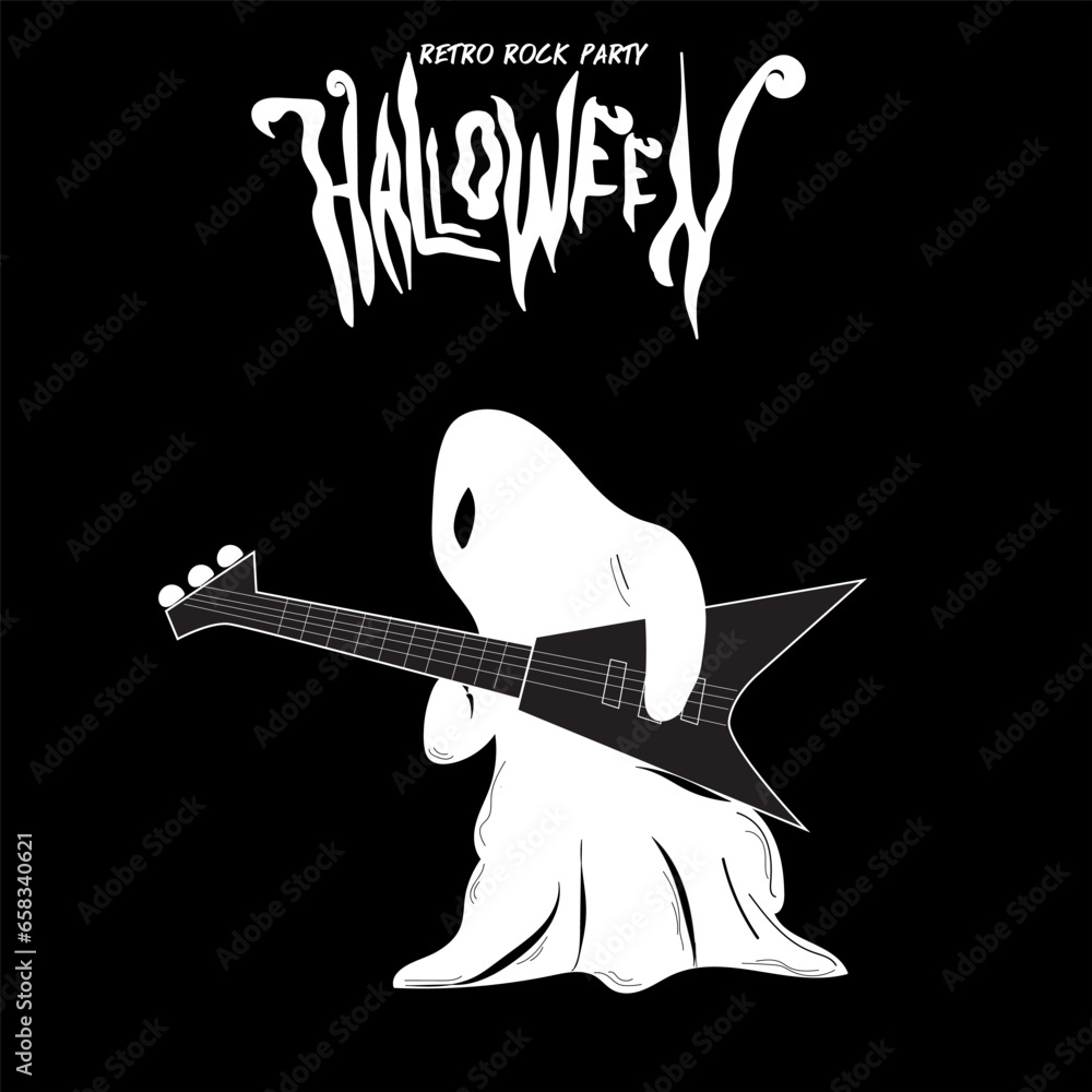 Spooky Rock and Roll hand hold guitar hair style rock in theme ...