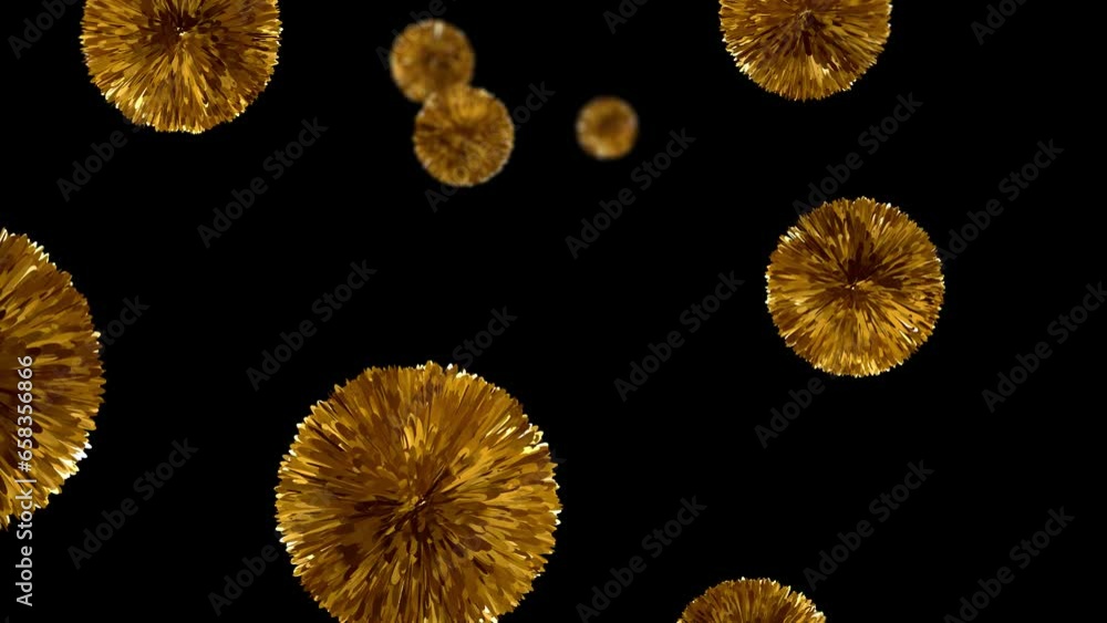 Golden Pom Pom Balls - Falling Loop - 3D animation with alpha channel ...
