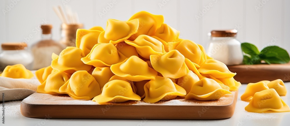 Various types of Italian stuffed pasta including tortellini agnolotti ...