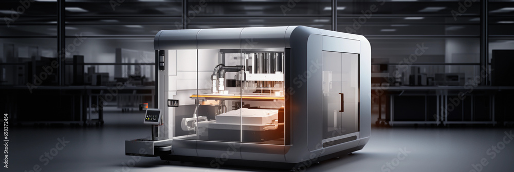 Fully automated 3D printing machine in the process of creating a ...