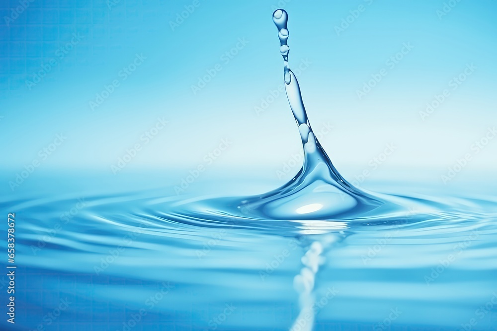 Realistic Water Drop Falling On Blue Sea Background, Symbolizing World ...