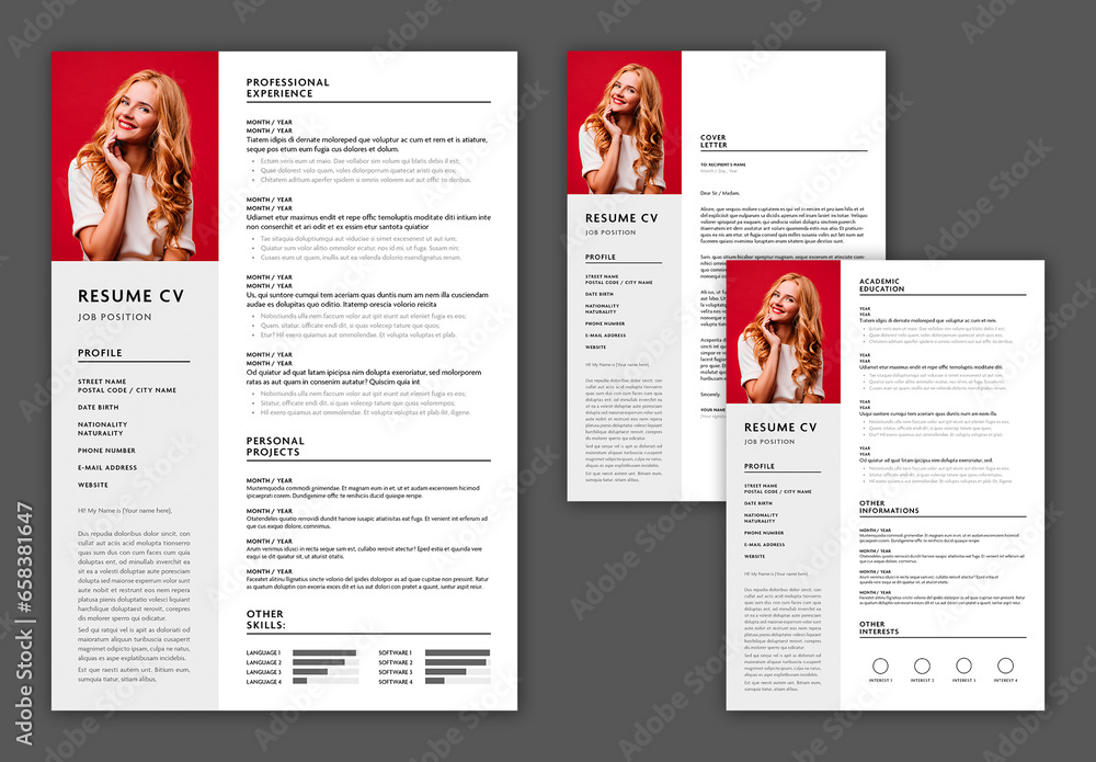 Print Curriculum Vitae Layout Stock Template | Adobe Stock