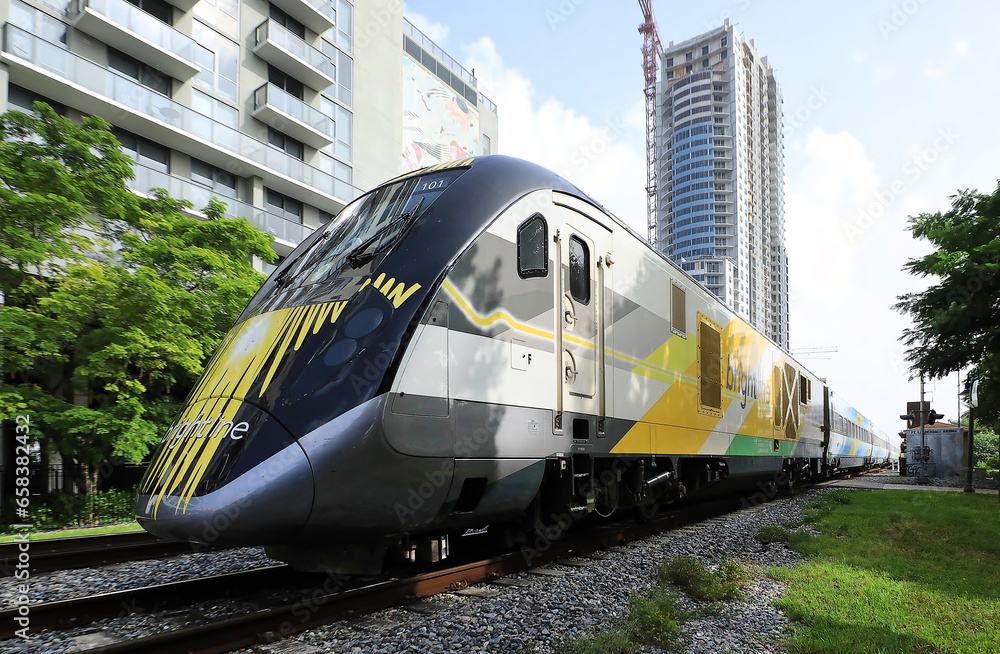 Brightline train heading North to Orlando, Florida. Brightline ...
