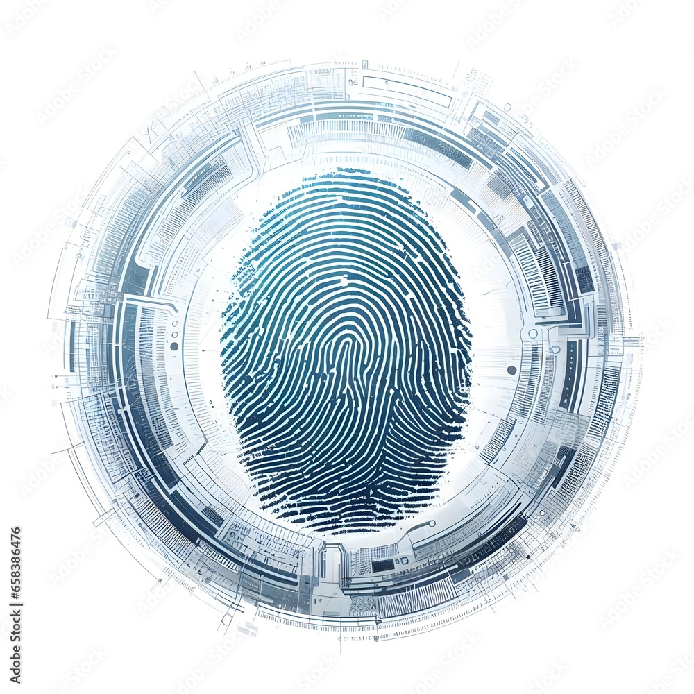 Digital identity concept, computer generated fingerprint in a ...