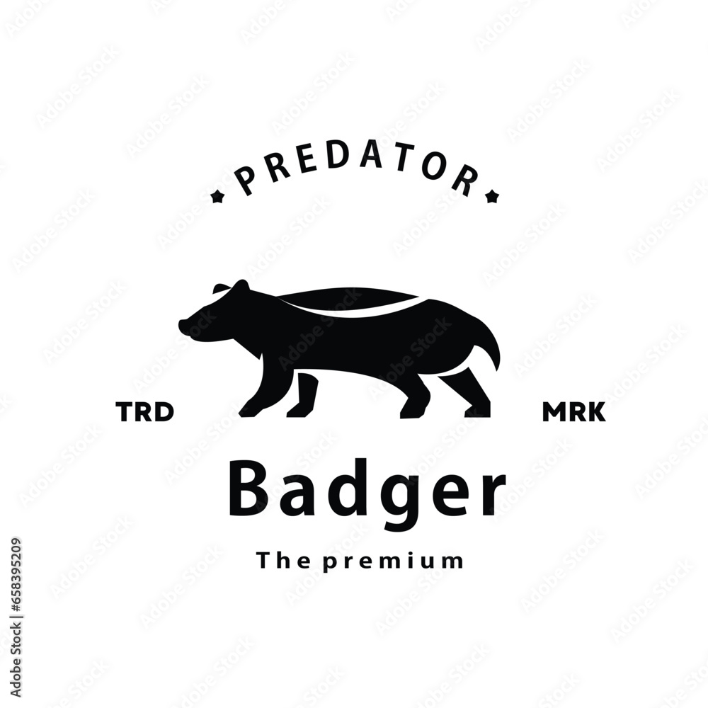 vintage retro hipster badger logo vector outline silhouette art icon ...