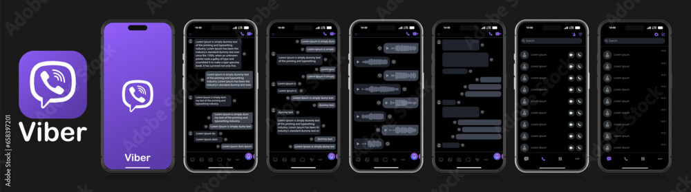 Viber mockup on a black background. Viber on social media screen ...