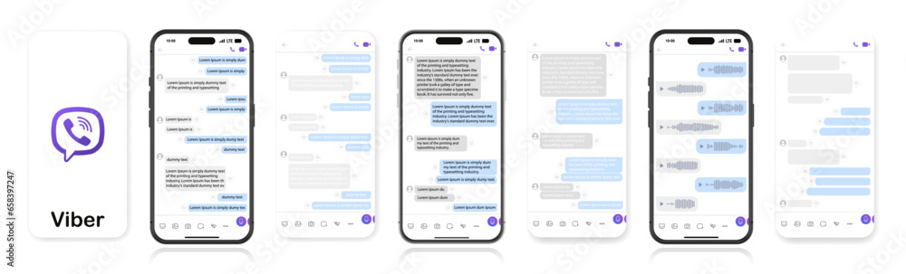 Viber mockup on a white background. Viber on social media screen. Social network interface ...