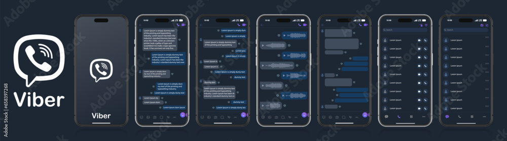 Viber mockup on a black background. Viber on social media screen ...