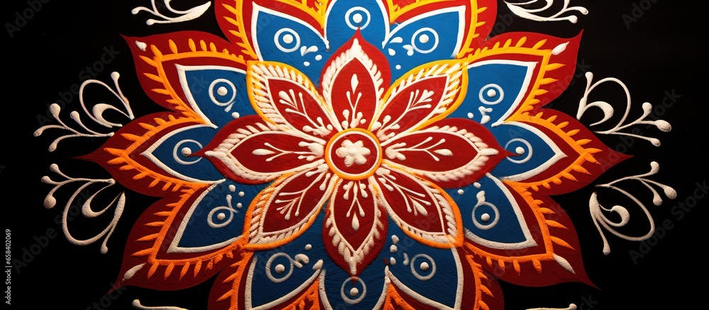 Kolam is a traditional drawing made with rice flour or powder Stock ...