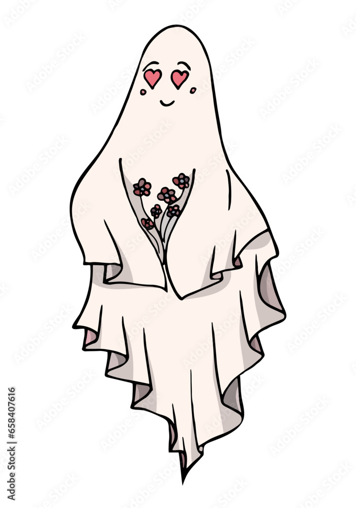 Cute ghost isolated, Cartoon Ghosts, Spooky vector, Cute doodle ...