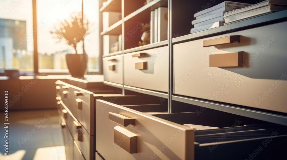 Messy office drawers filled with files, folders, and papers in disarray ...