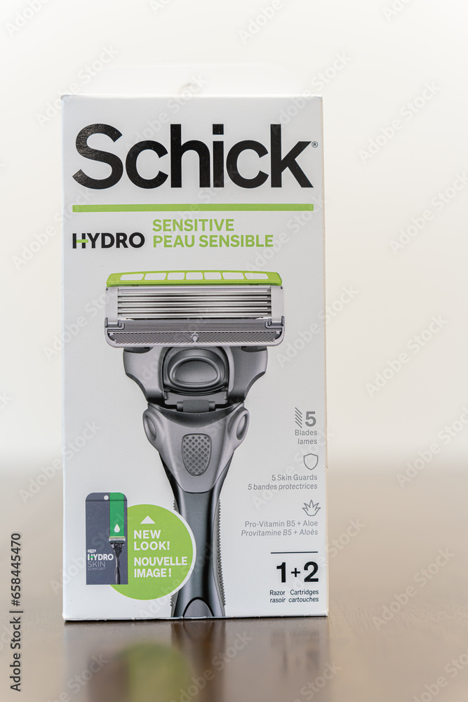Packet of Schick Safety Razors and cartridges Stock Photo | Adobe Stock