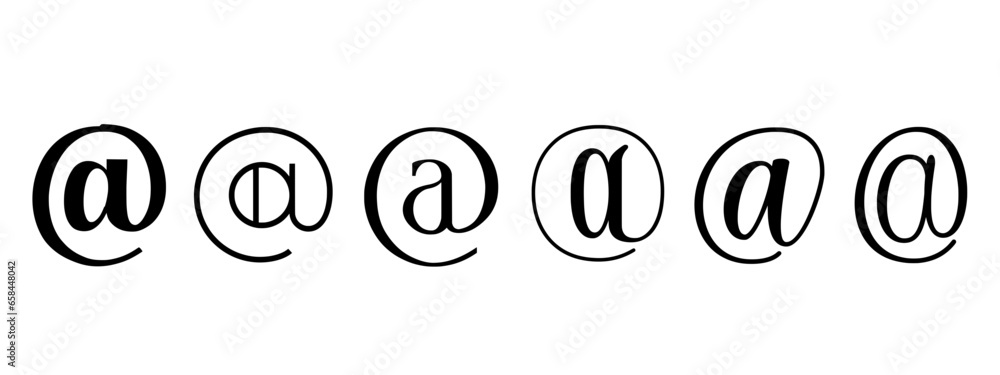 Collection of at signs or symbols. Vector illustration of various ...