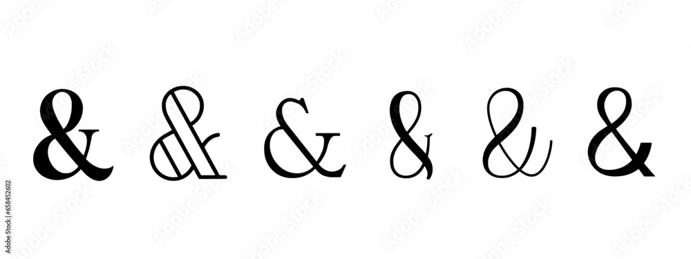 Collection of signs or symbols of the ampersand. Vector illustration of ...
