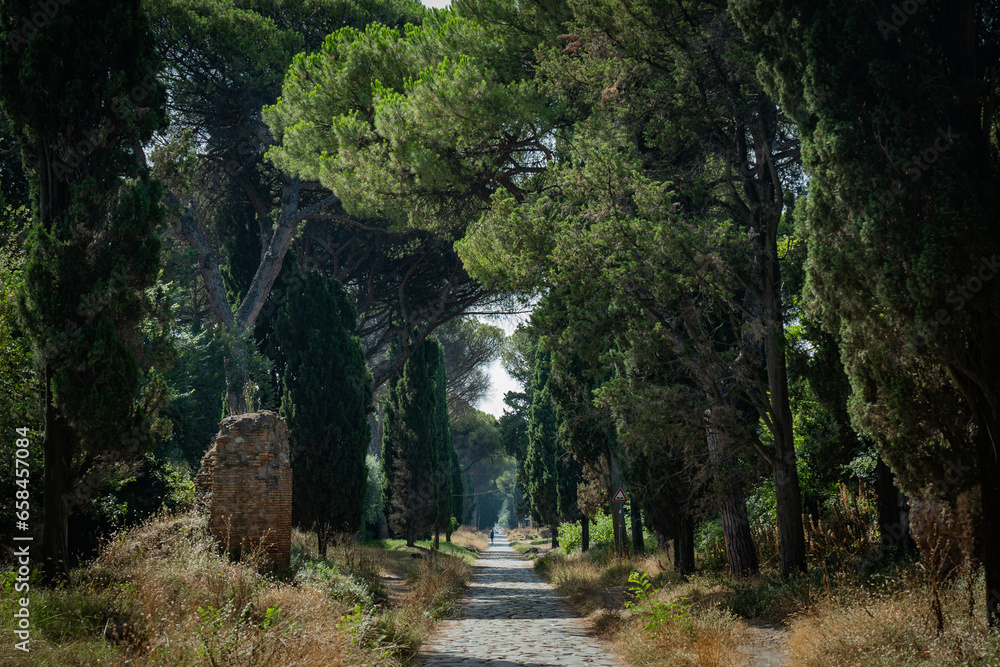 Ancient Roman road in Italy called Appian way. The most important ...