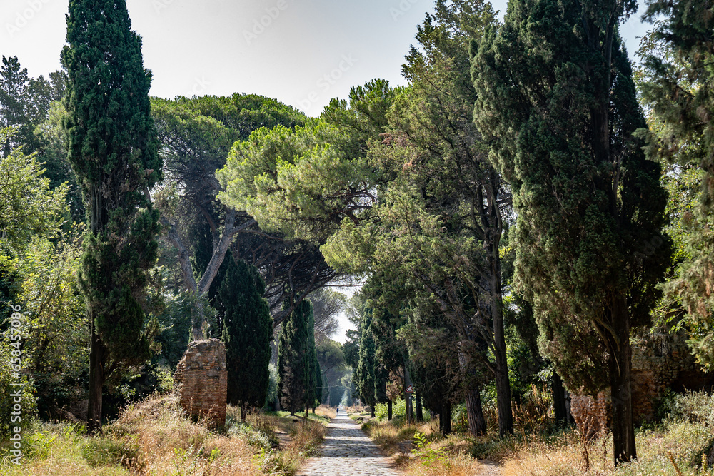 Ancient Roman road in Italy called Appian way. The most important ...