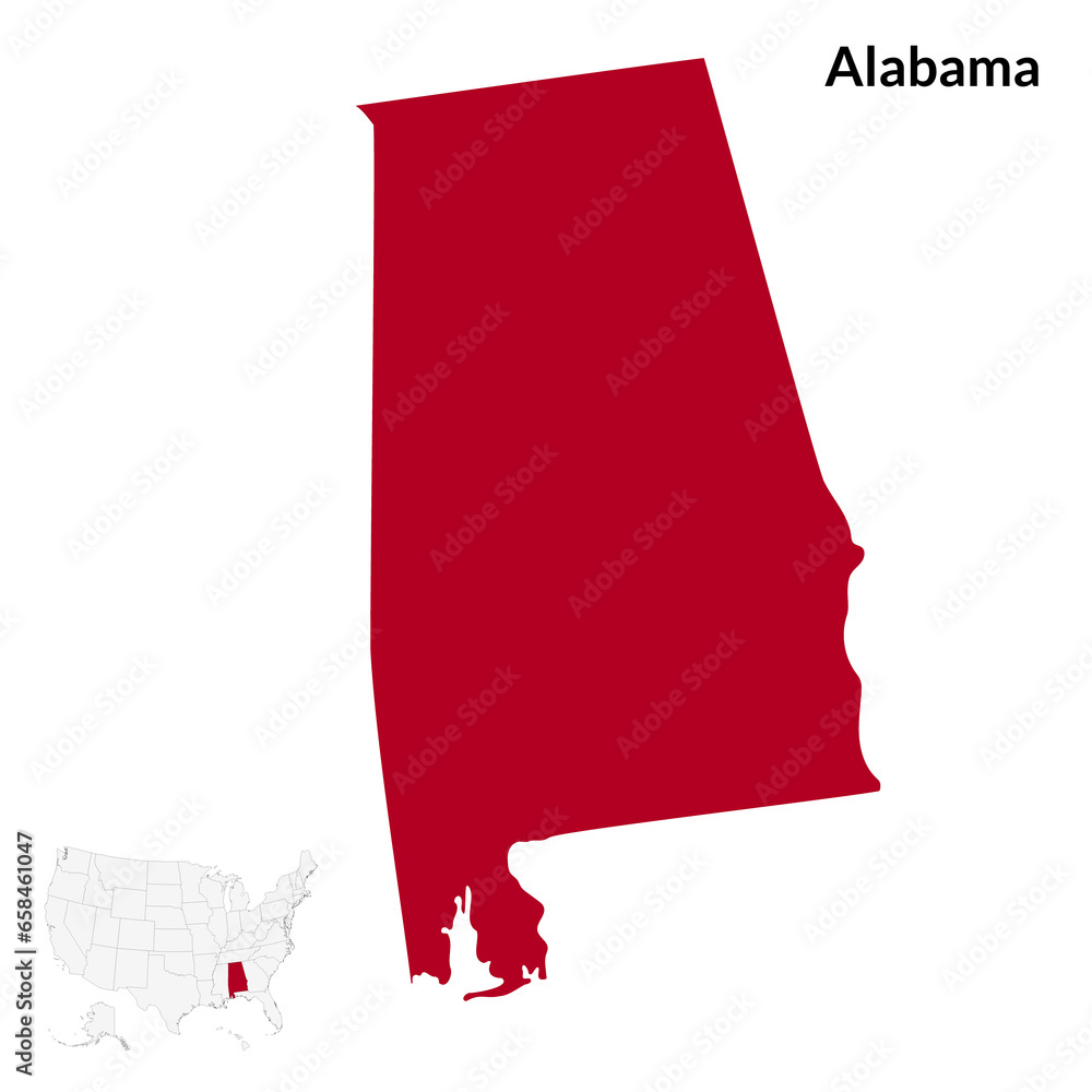Map of Alabama. Alabama map. USA map Stock Photo | Adobe Stock