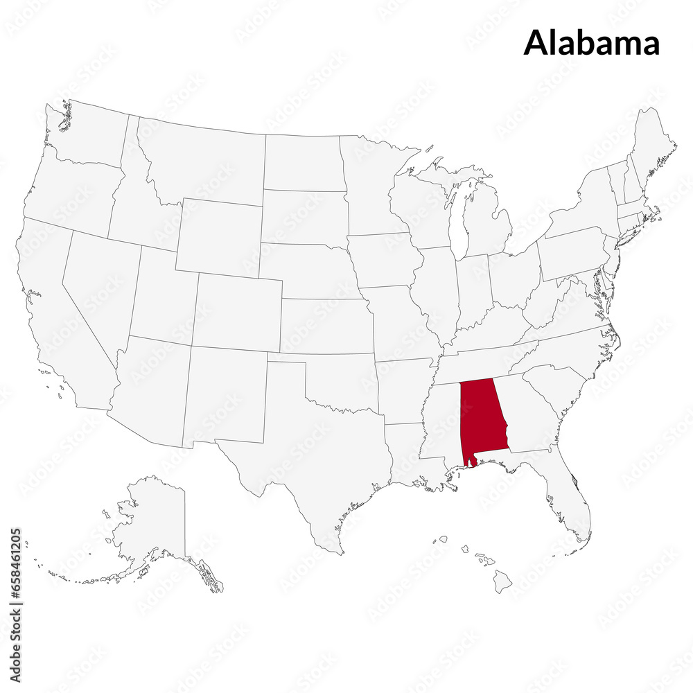 Map of Alabama. Alabama map. USA map Stock Photo | Adobe Stock