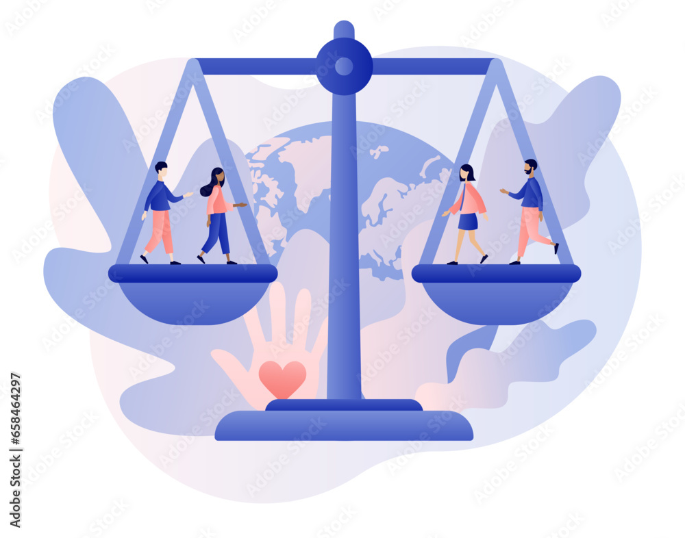 Vector world social justice day human rights concept big scales as ...