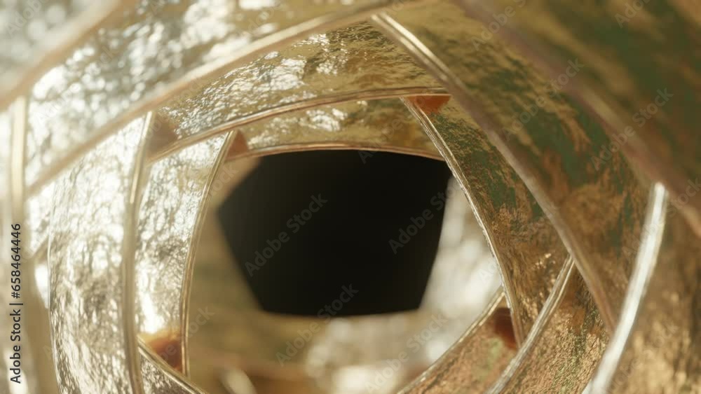 Abstract flying and spinning metal gold rings background. Design ...