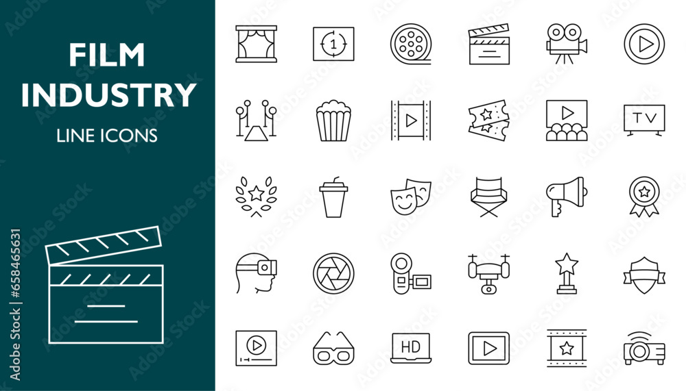 film industry icons , film icons, industry icons, simple icons, vector ...