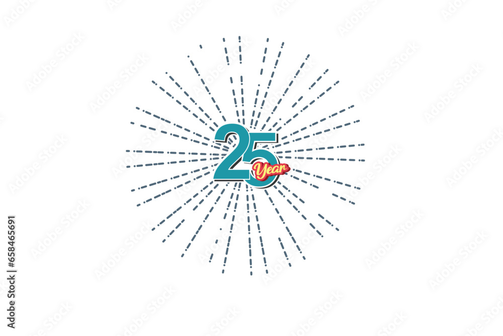 25th, 25 years, 25 year anniversary blue color number with line behind ...