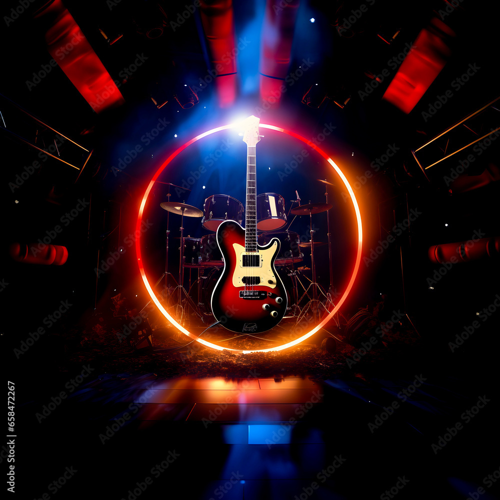 A captivating logo design for a rock music podcast, featuring iconic ...