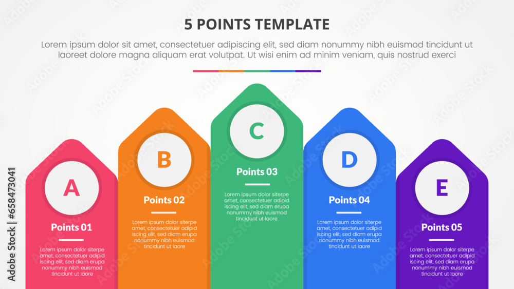 5 points stage template infographic concept for slide presentation with ...