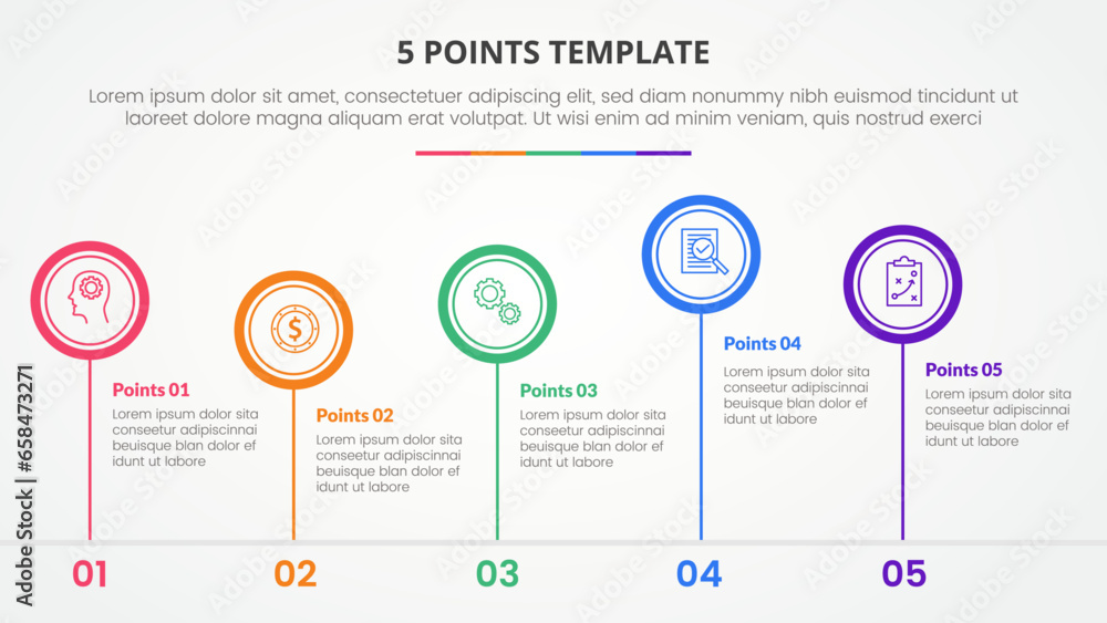 5 points stage template infographic concept for slide presentation with ...