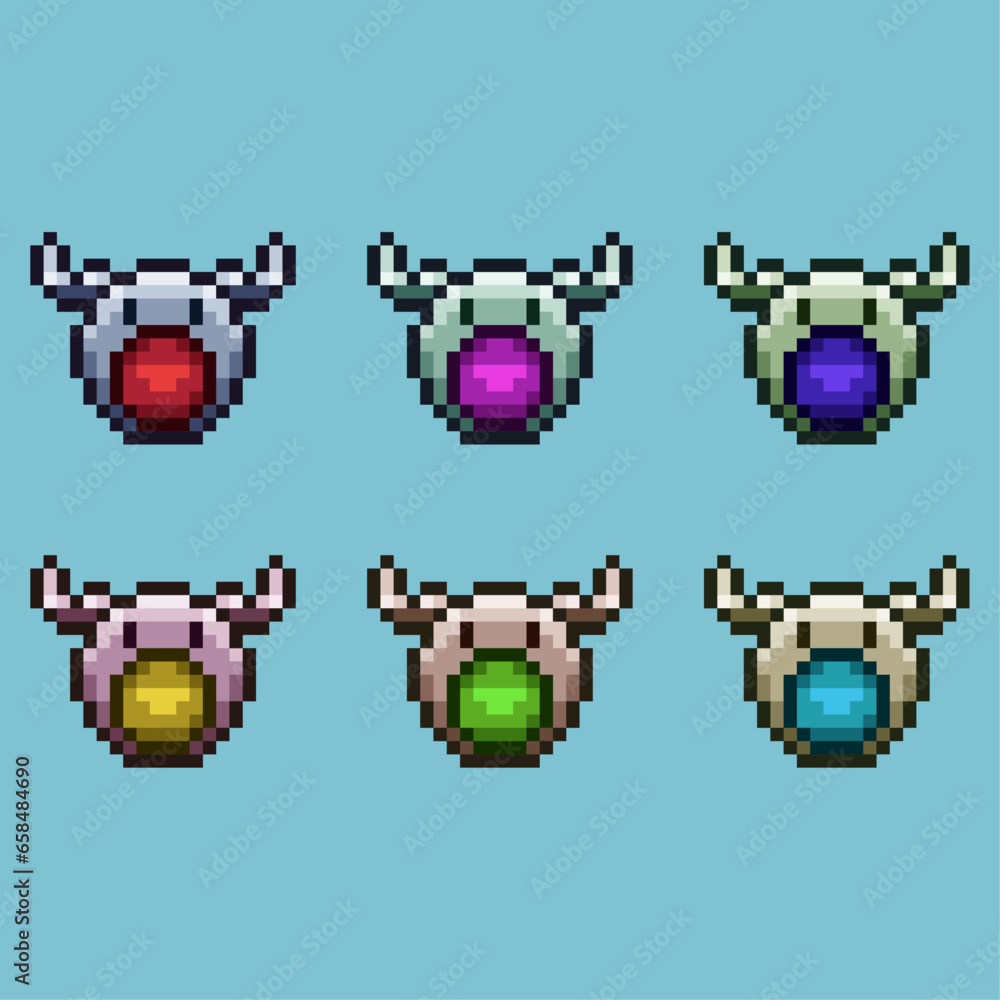 Pixel art sets of character face animal with variation color item asset ...