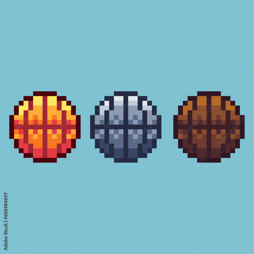 Pixel art sets of ball toy with variation color item asset. Simple bits ...