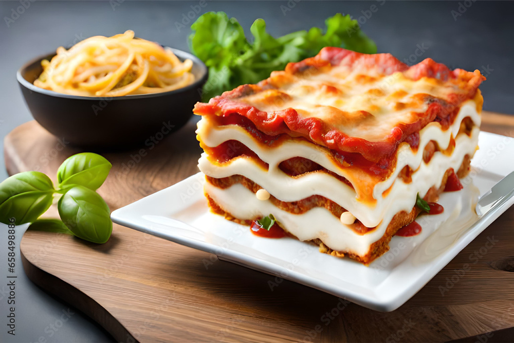 an elegant and classic lasagna recipe card with a vintage Italian ...