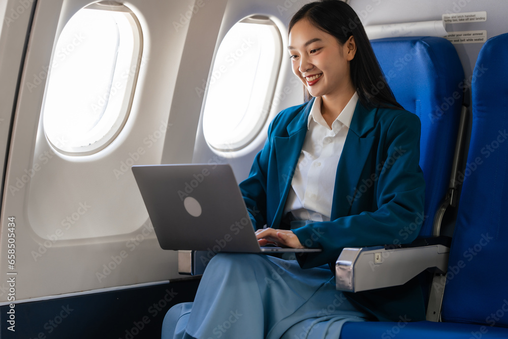 Young asian chinese japanese people female adventurer in-flight ...