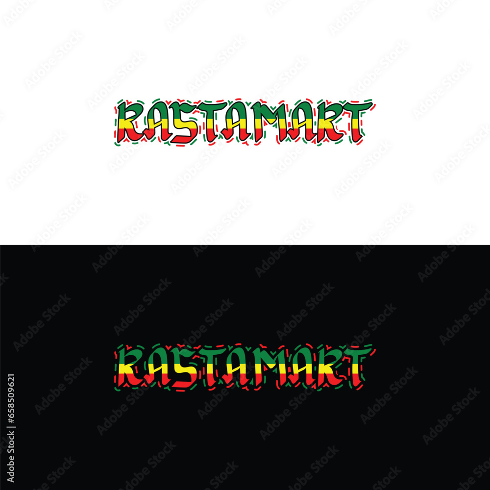 Rastafarian based theme Rastamart Word Mark Logo Stock Vector | Adobe Stock