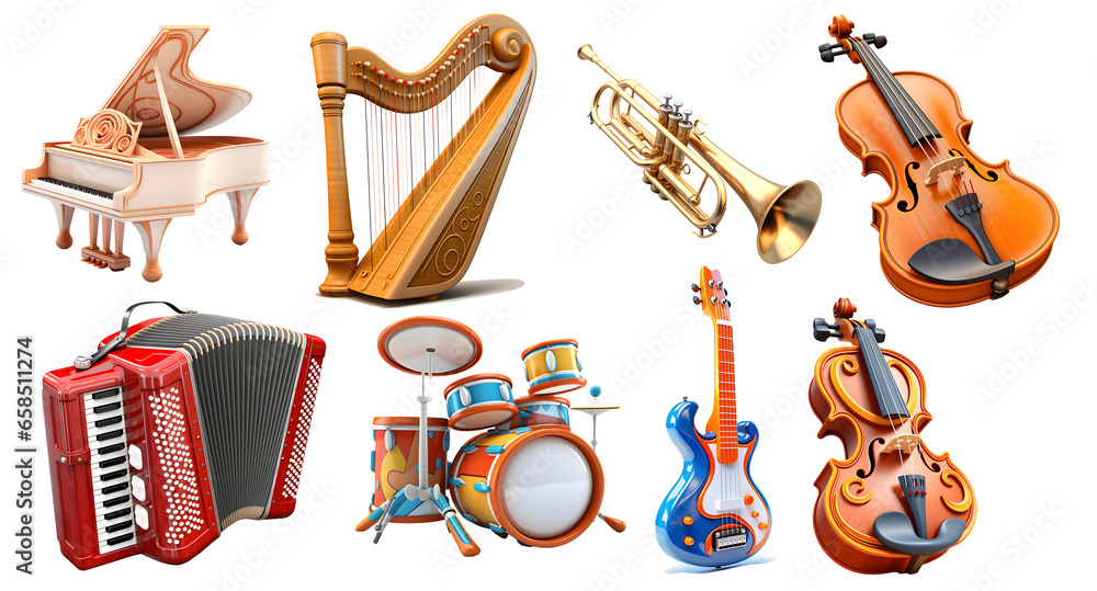 set of 3d instruments, PNG on isolated transparent background ...