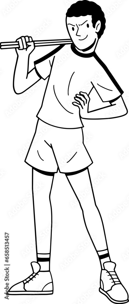 Man poundfit dance workout character outline for coloring page Stock ...