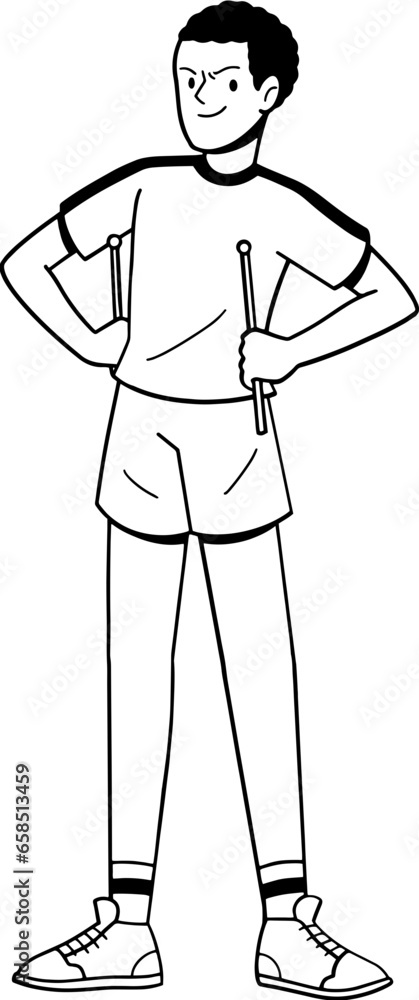 Man poundfit dance workout character outline for coloring page Stock ...