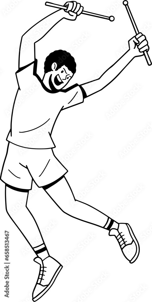 Man poundfit dance workout character outline for coloring page Stock ...