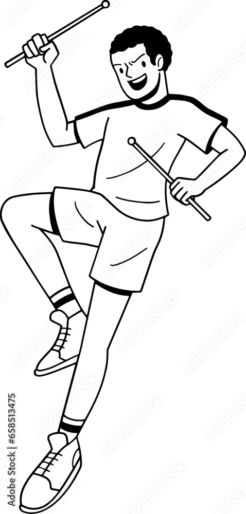 Man poundfit dance workout character outline for coloring page Stock ...