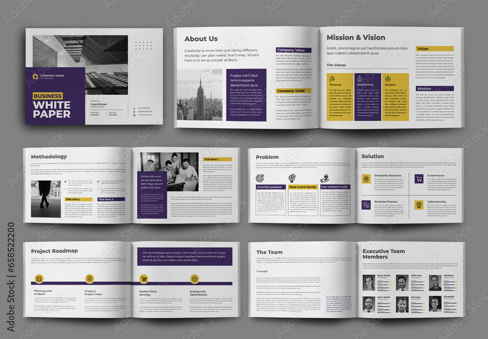 Business White Paper Brochure Design Template Stock Template | Adobe Stock