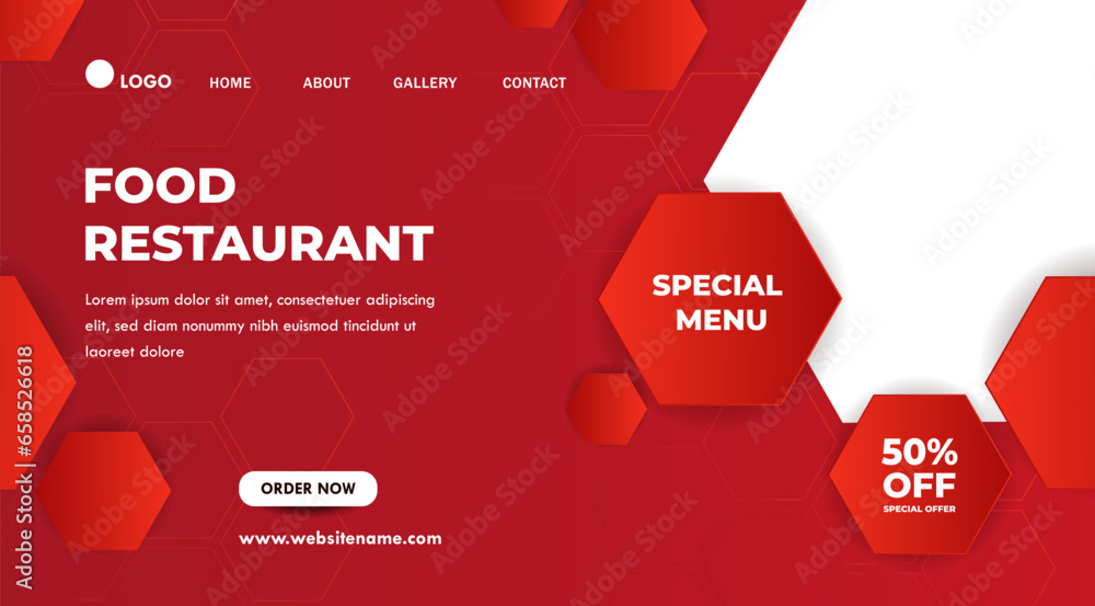 Food restaurant elegant landing page template. Gradient abstract banner ...