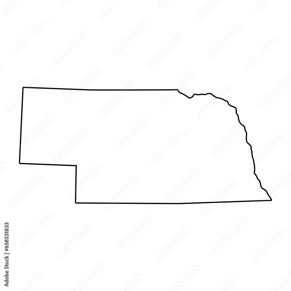Nebraska map shape, united states of america. Flat concept icon symbol ...