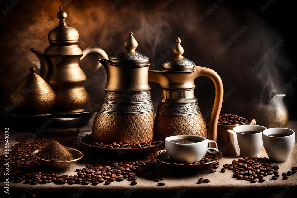 Arabic Coffee traditional. Saudi Coffee Dallah, A ... Stock Photo ...