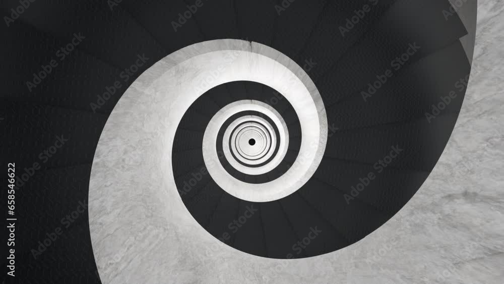 3d render of monochromatic spiral staircase of stairs with metal and ...