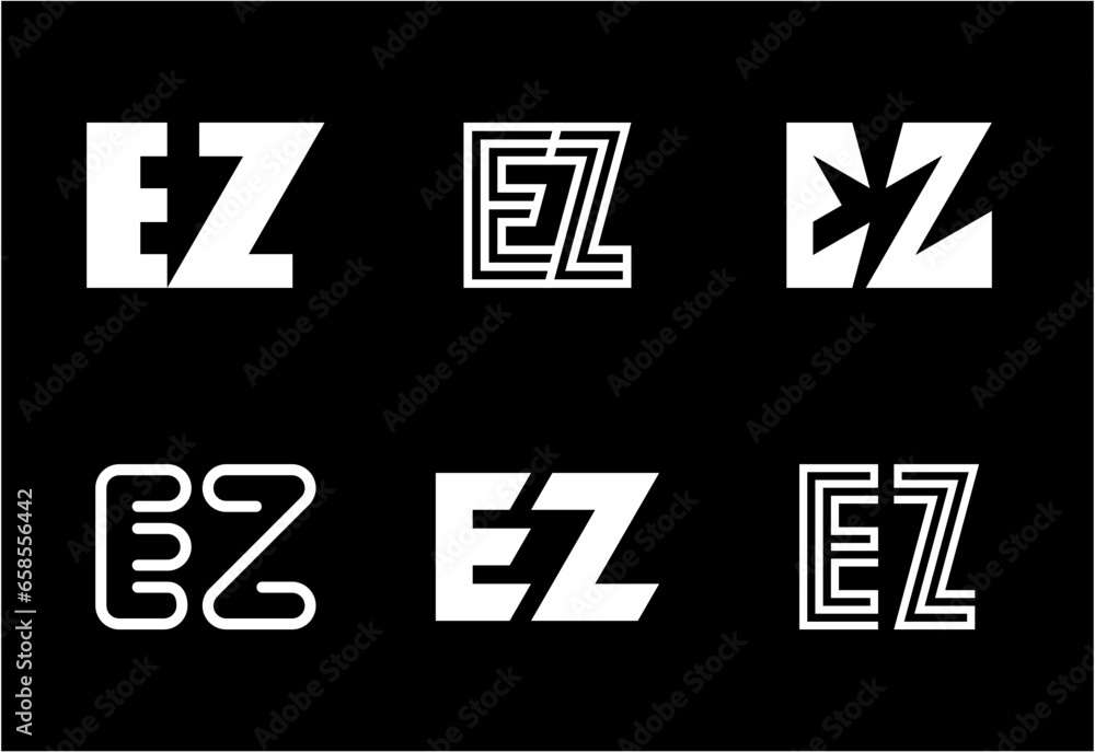 Set of letter EZ logos. Abstract logos collection with letters. Geometrical abstract logos Stock ...