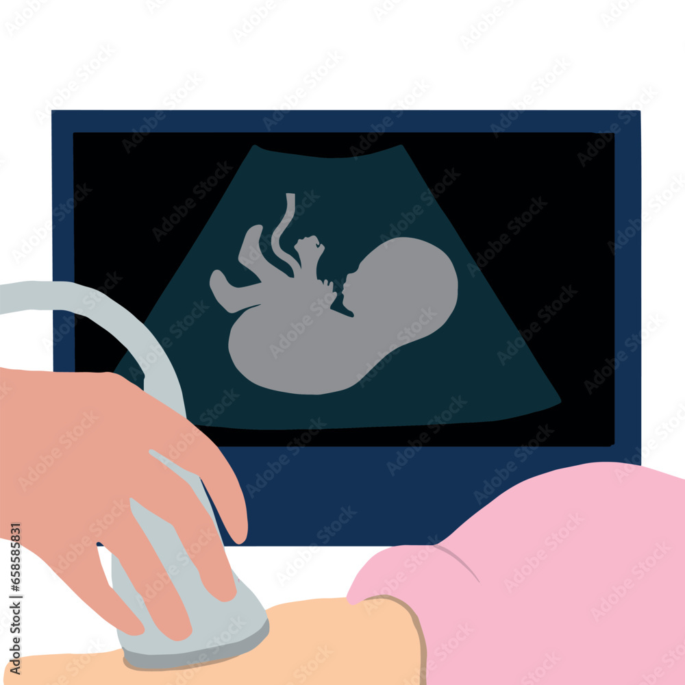 Pregnant ultrasound examination. Monitoring baby health with ultrasonic ...