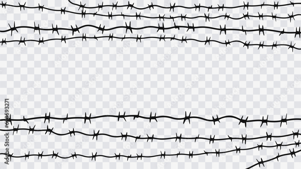 Barbed wire vector fence barb wire border chain. Prison line war barb ...