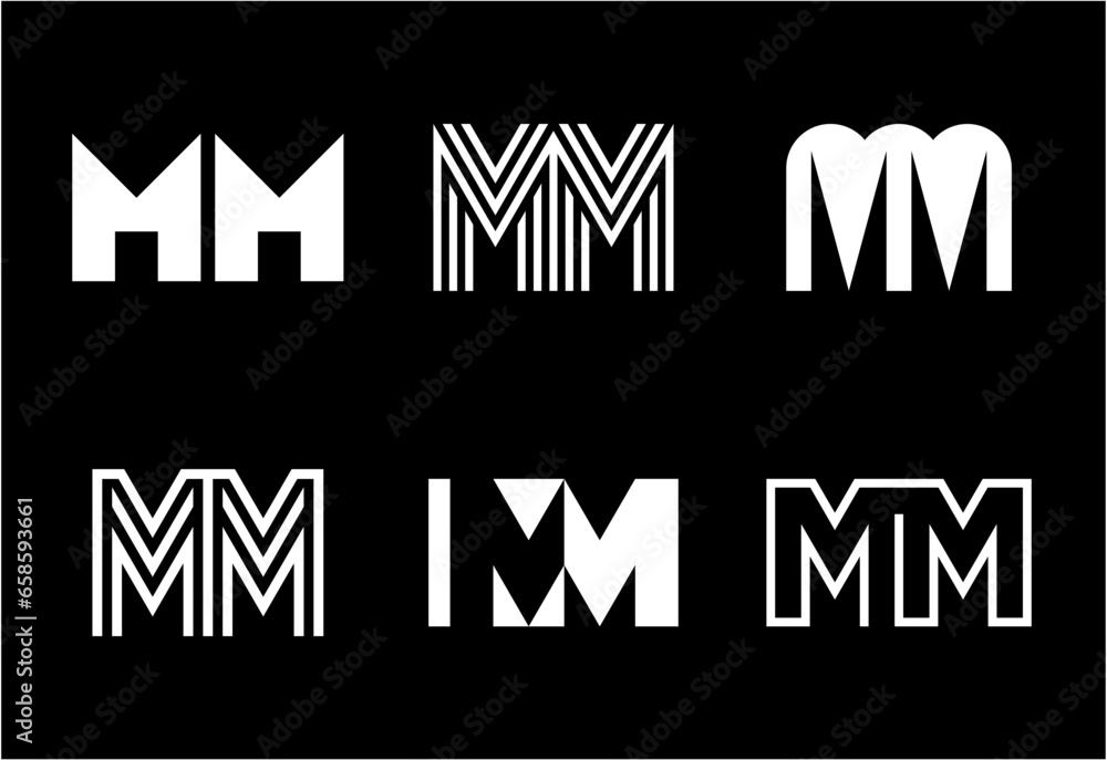 Set of letter MM logos. Abstract logos collection with letters ...